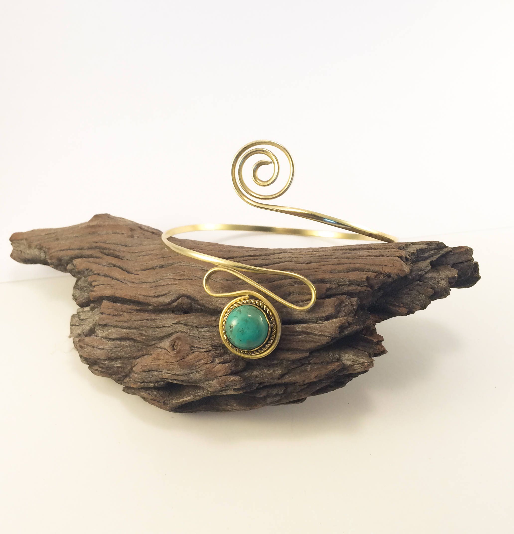 Gold Turquoise Armlet. Upper Arm Cuff Brass Arm Bracelet - Etsy Israel