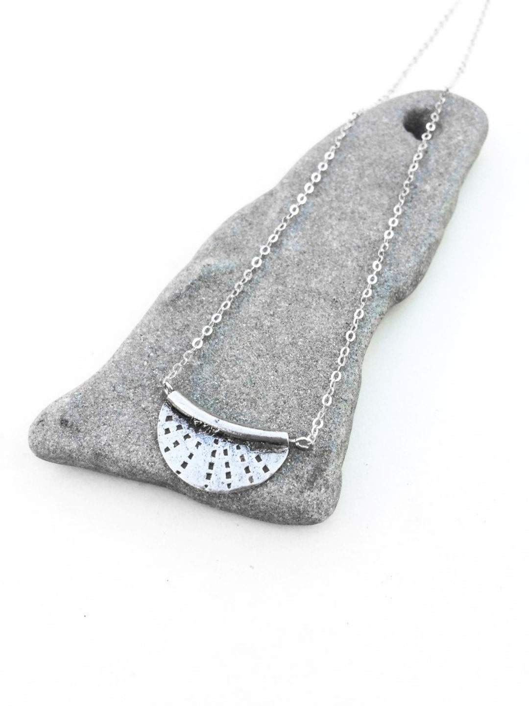 Half Moon Pendant Necklace, Silver Halfmoon Pendant, Half Moon Charm ...