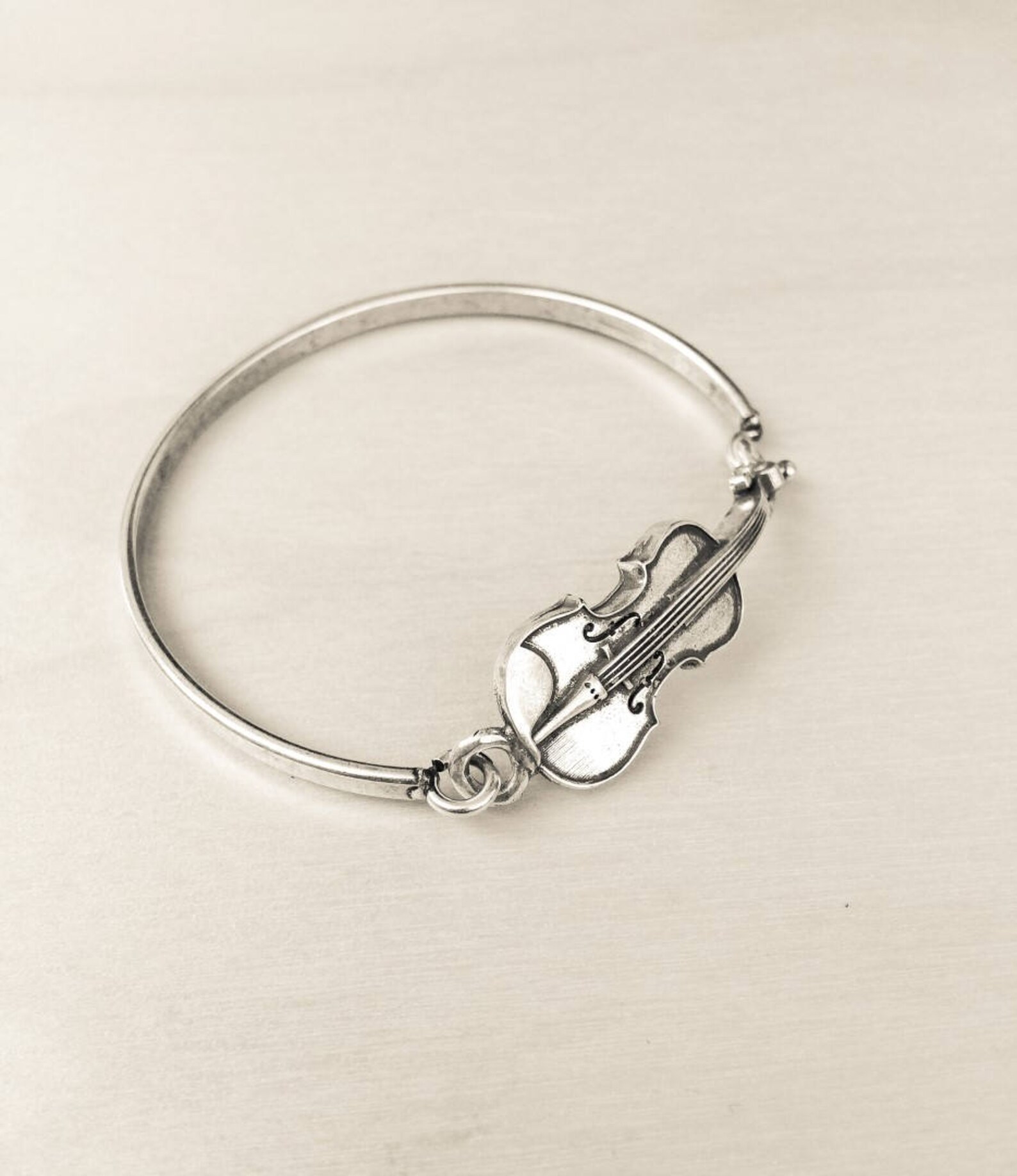 Silver Violin Bangle, Silver Bangle, Violin Bangle Bracelet, Music ...