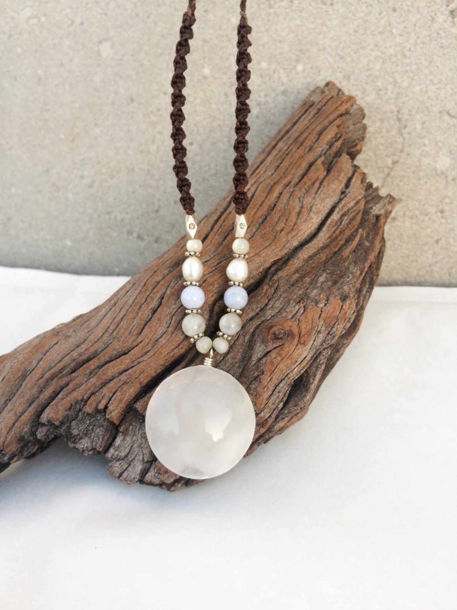 Moonstone Pendant Necklace White Necklace Round Natural - Etsy Israel