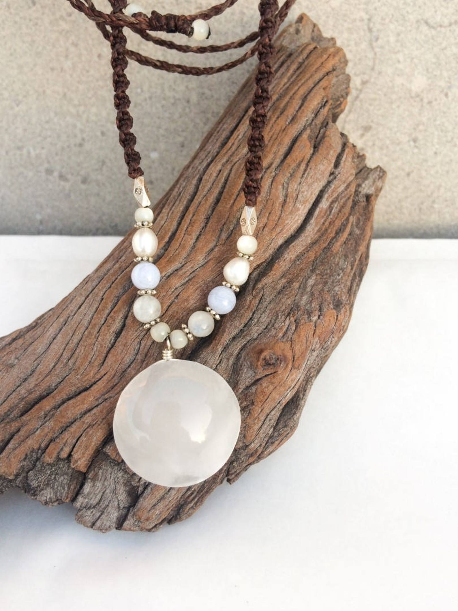 Moonstone Pendant Necklace White Necklace Round Natural - Etsy Israel