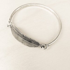 Silver Feather Bangle, Silver Bangle, Silver Feather Bracelet, Boho Bangle, Boho Jewelry ...