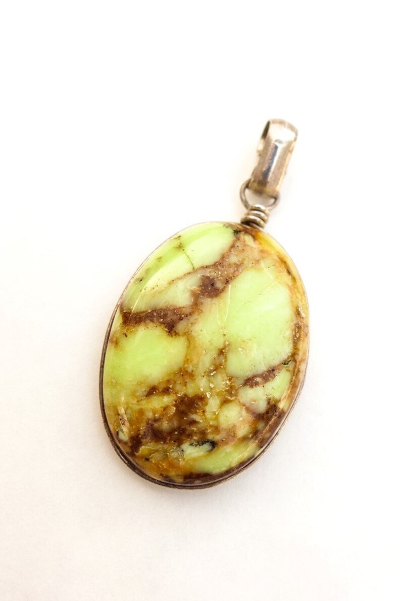 Green Howlite Pendant Howlite Silver Pendant Green Stone - Etsy