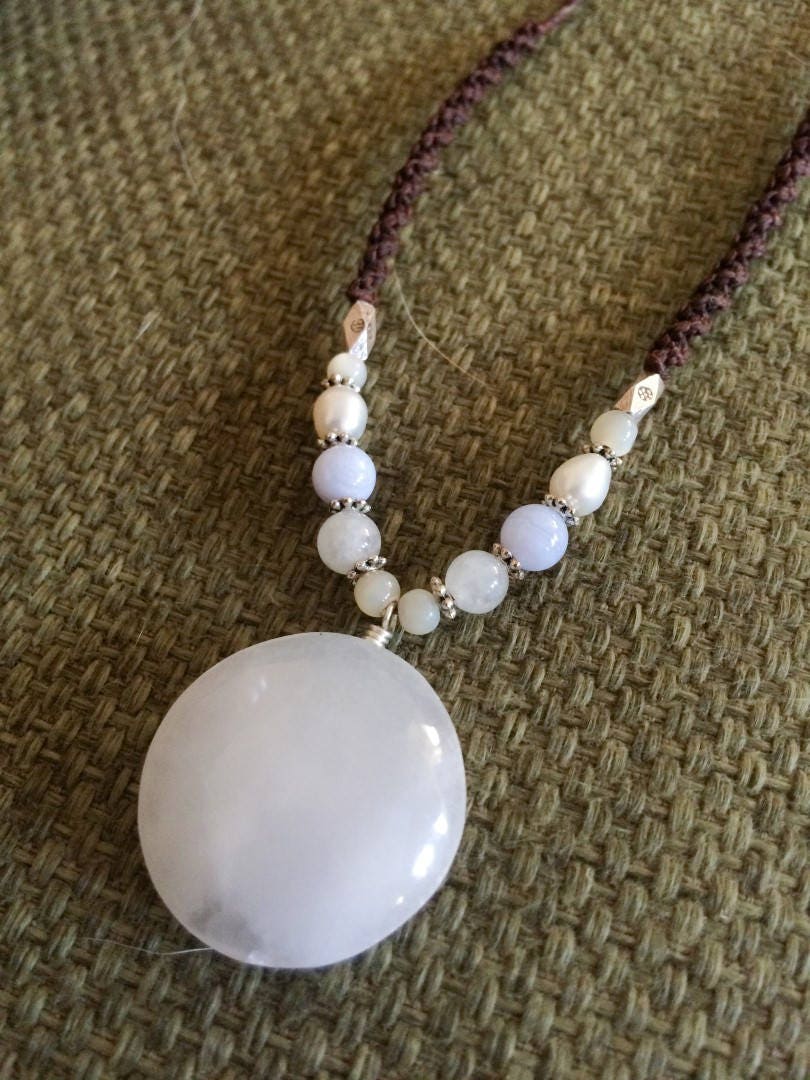 Moonstone Pendant Necklace White Necklace Round Natural - Etsy Israel