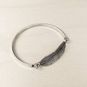 Silver Feather Bangle, Silver Bangle, Silver Feather Bracelet, Boho Bangle, Boho Jewelry ...