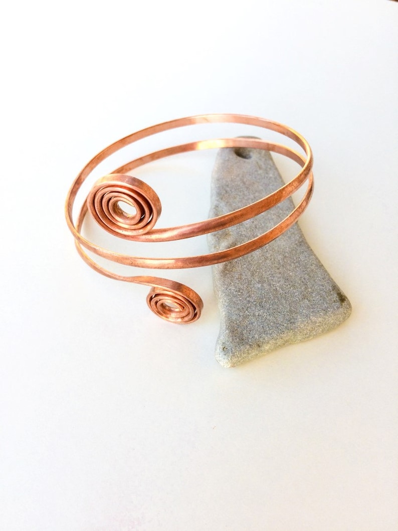 Copper Arm Cuff, Upper Arm Bracelet, Armlet, Arm Cuff, Spiral, Gypsy ...