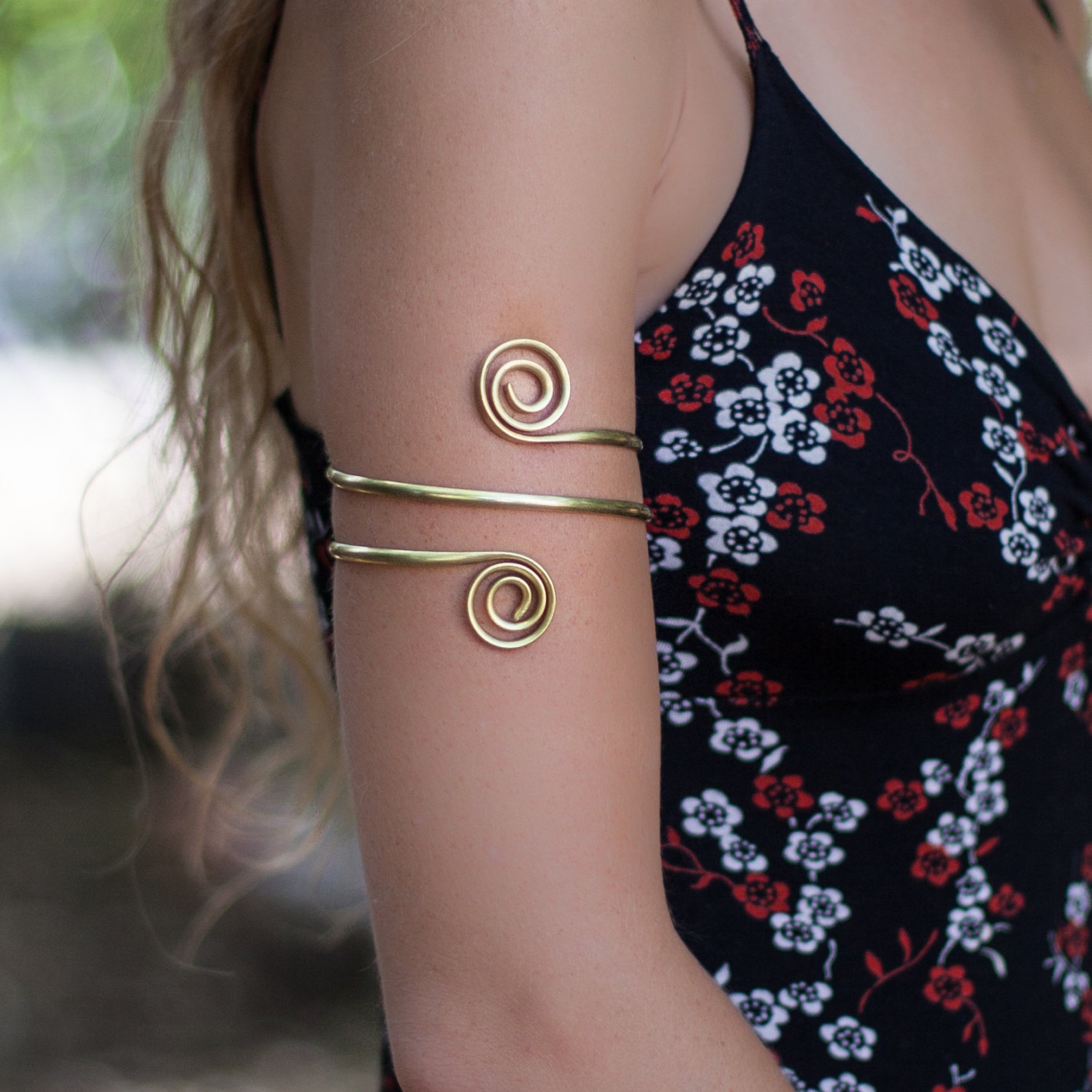 Gold Upper Arm Bracelet Brass Arm Cuff Brass Gypsy Arm - Etsy Israel