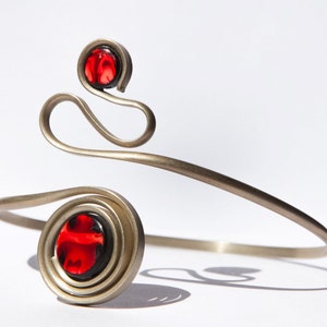 Upper Arm Bracelet, Armlet, Arm Cuff, Gypsy Style Armband, Silver Red ...