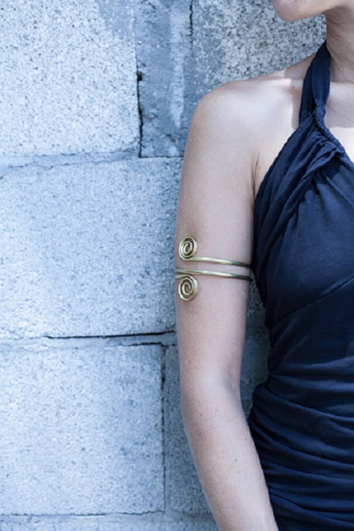 Gold Upper Arm Bracelet Brass Arm Cuff Brass Gypsy Arm - Etsy Israel