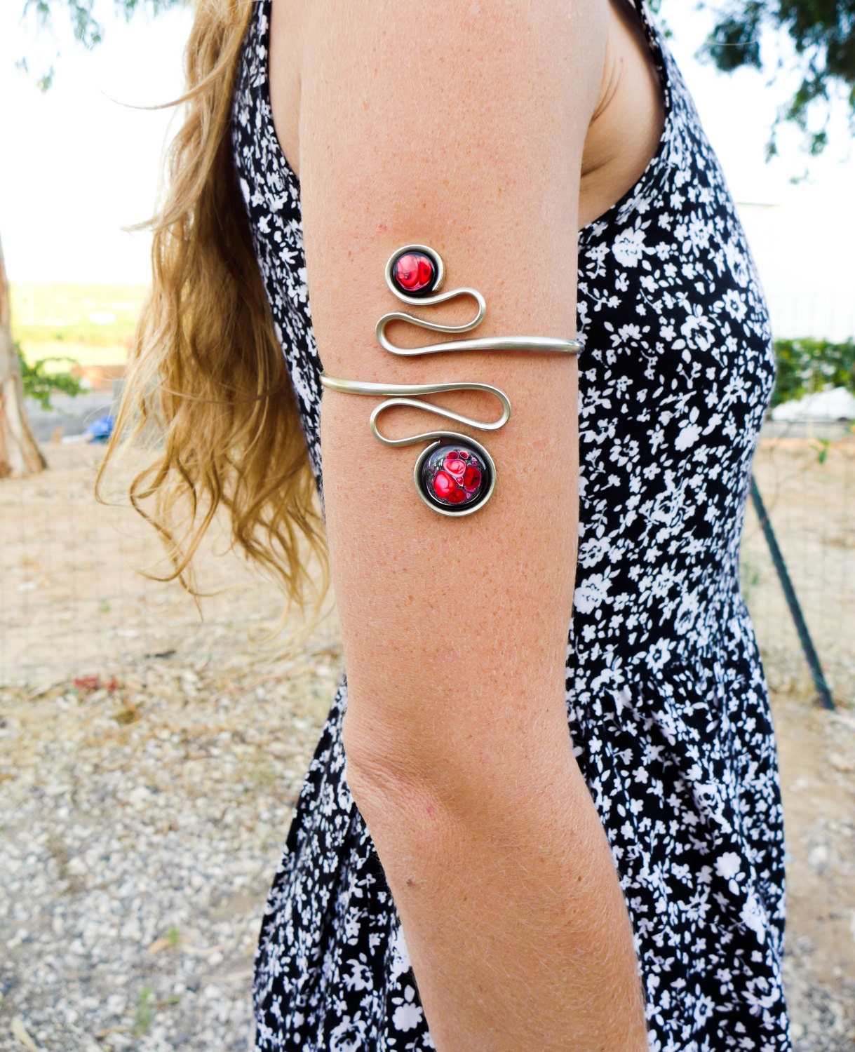 Organic Stones Arm Cuff Silver Upper Arm Bracelet Wide Arm - Etsy Israel