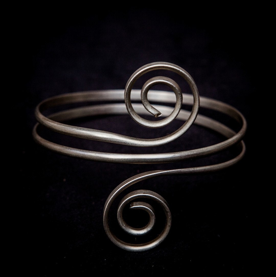 Silver Arm Cuff Upper Arm Bracelet Double Wrap Armlet - Etsy