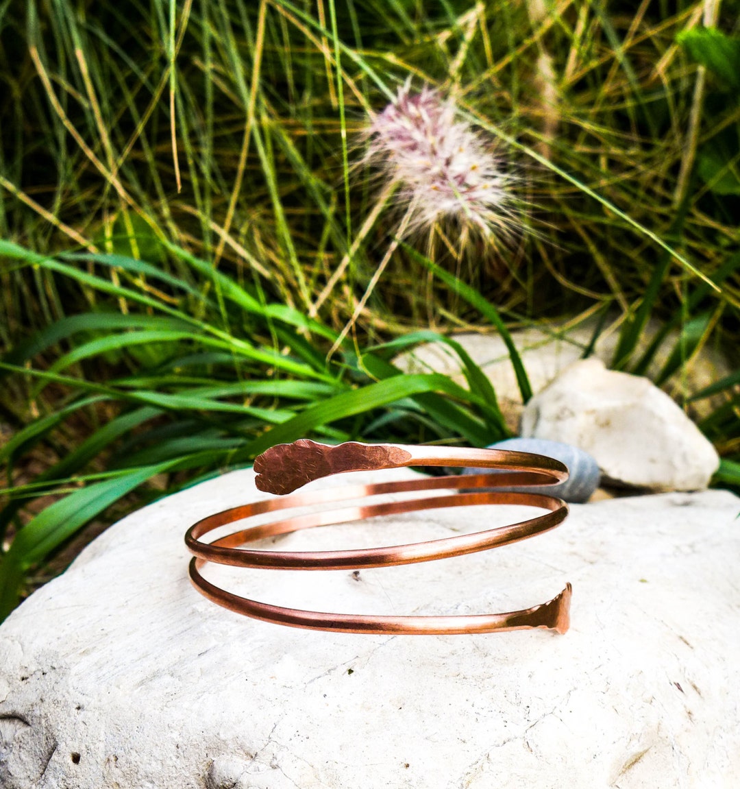 Copper Arm Cuff, Upper Arm Bracelet, Boho Cuff, Copper, Double Round ...