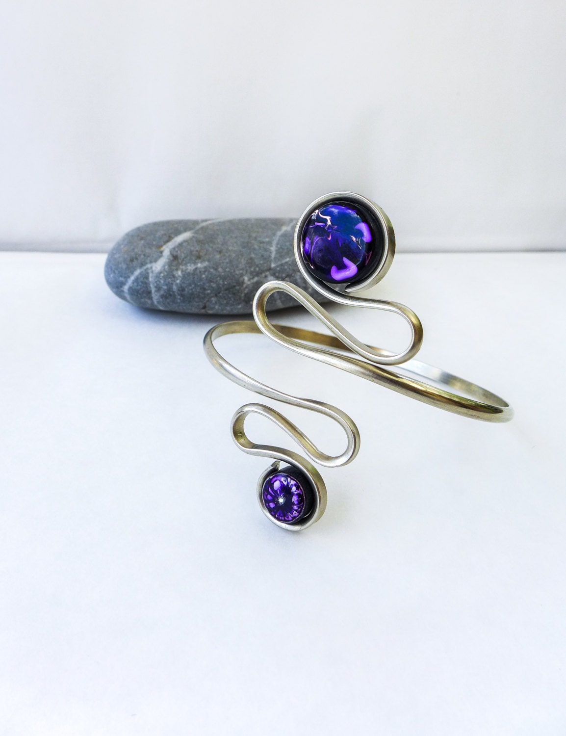 Organic Stones Arm Cuff Silver Upper Arm Bracelet Wide Arm - Etsy Israel