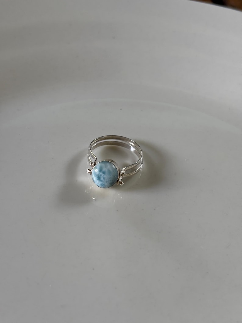 Larimar and Mangano Reversible Ring, 2 in 1 Ring, Sterling Silver Ring ...
