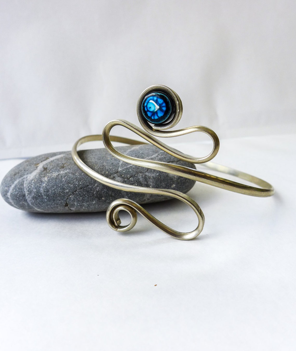 Silver Arm Cuff Upper Arm Bracelet Armlet Organic Hand - Etsy