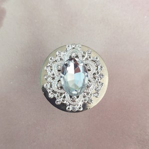 Set of 6 Large Silver Furniture Handles Sparkly Chrome Crystal Drawer ...