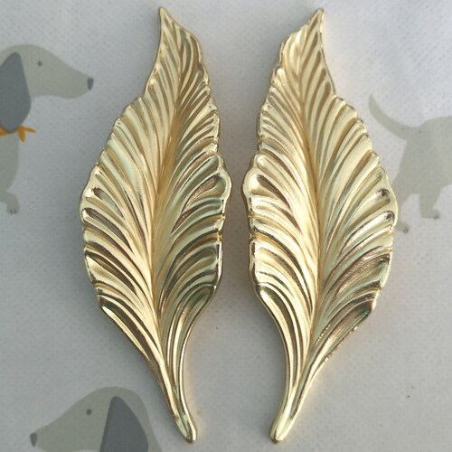 Set of 2 Vintage Gold Leaf Handles Leaf Knobs for Furniture - Etsy
