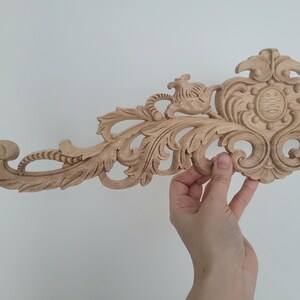 Large Horizontal Pine Colour Varnished Carved Wood Pediment for ...
