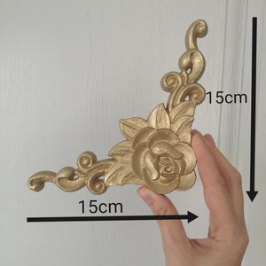 Set of 4 Corner Rose Wood Appliques Carved Door Sculpture Ornaments ...