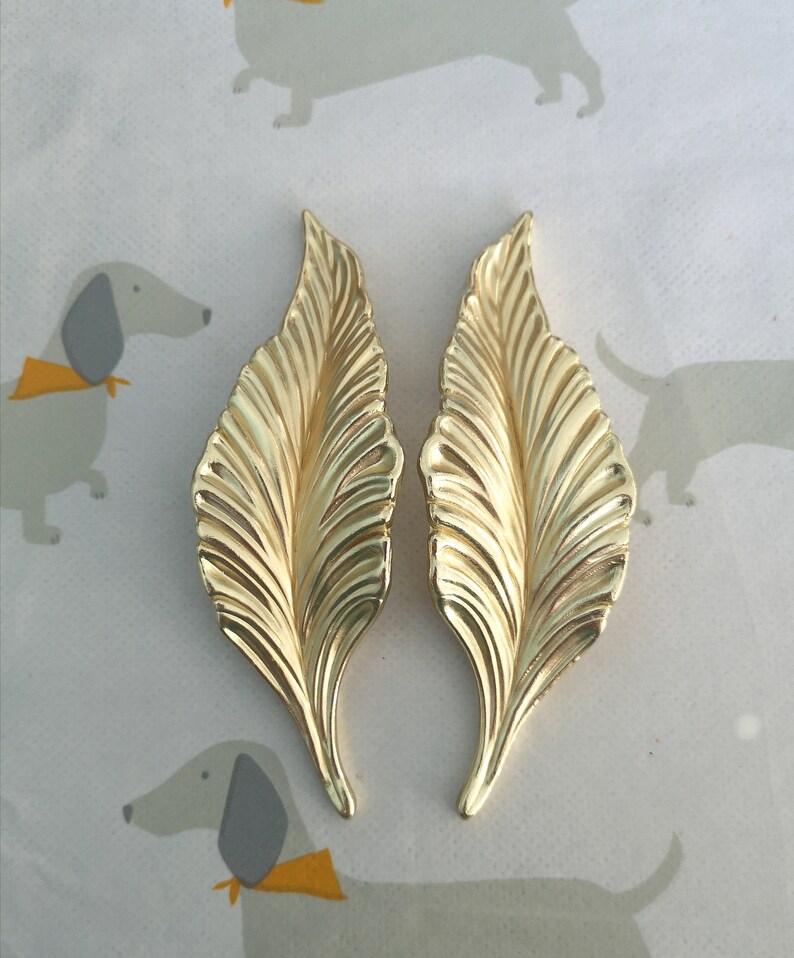 Set of 2 Vintage Gold Leaf Handles Leaf Knobs for Furniture | Etsy