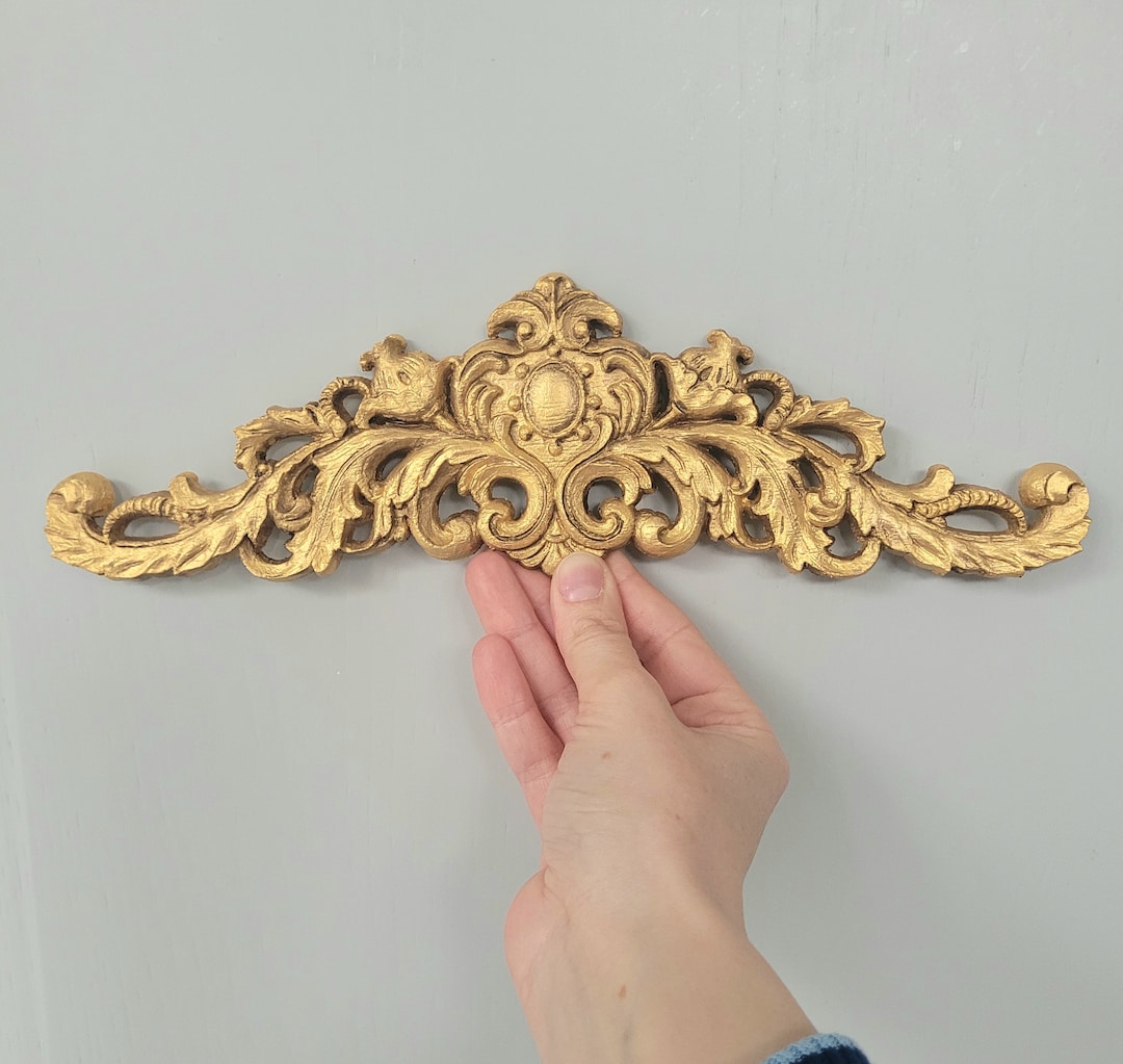 30 X 8.5cm Long Horizontal Carved Wooden Applique for Furniture ...