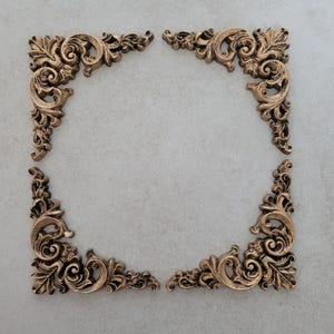 Set of 4 Decorative Distressed Gold Corner Pieces for Picture Frames ...