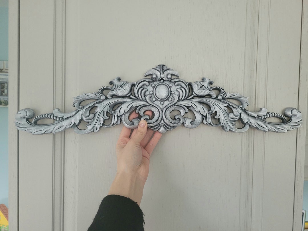 Huge Aged Antique Silver Ornate Door Frame Decor, Distressed Silver ...