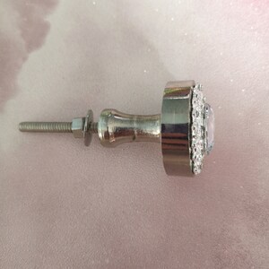 Set of 6 Large Silver Furniture Handles Sparkly Chrome Crystal Drawer ...