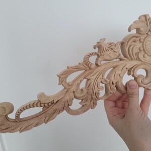 Large Horizontal Pine Colour Varnished Carved Wood Pediment for ...