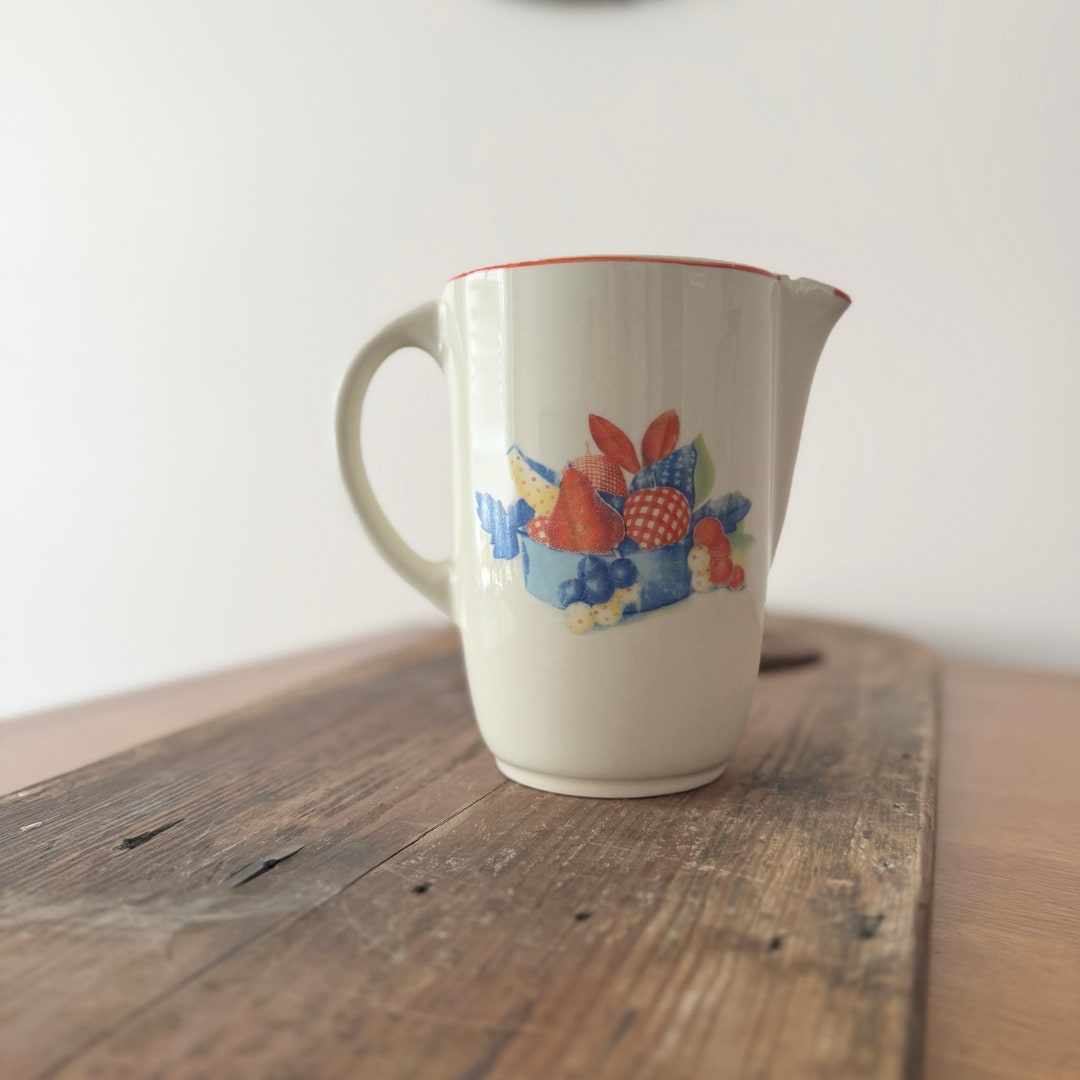 1940s Ceramic Pitcher Mid Century Universal Potteries "calico Fruit ...