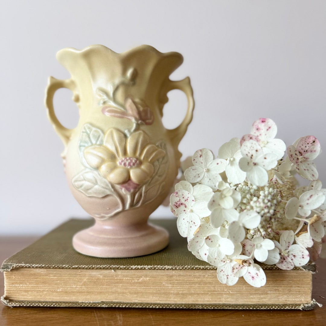 Vintage Hull Pottery Flower Vase: Pastel Pink & Yellow, Double-sided - Etsy