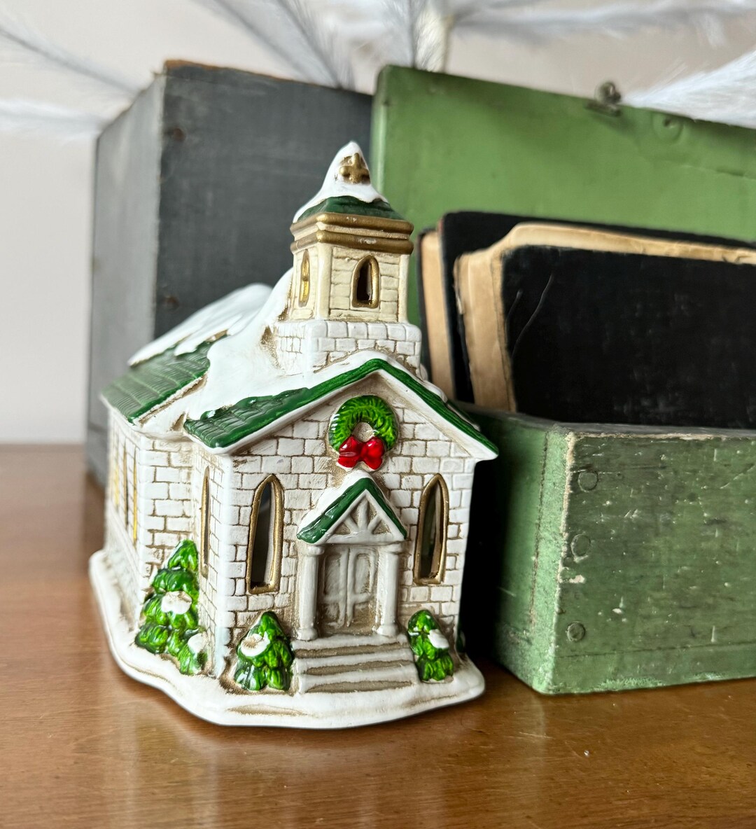 Vintage Ceramic Village Church, Homco, 5 1/2 X 4 X 5 1/2 Ceramic ...