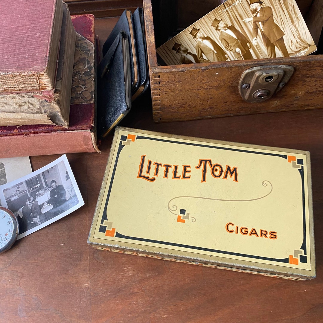 Vintage Art Deco Little Tom Cigars Tin: Hinged Lid Cabin Decor - Etsy