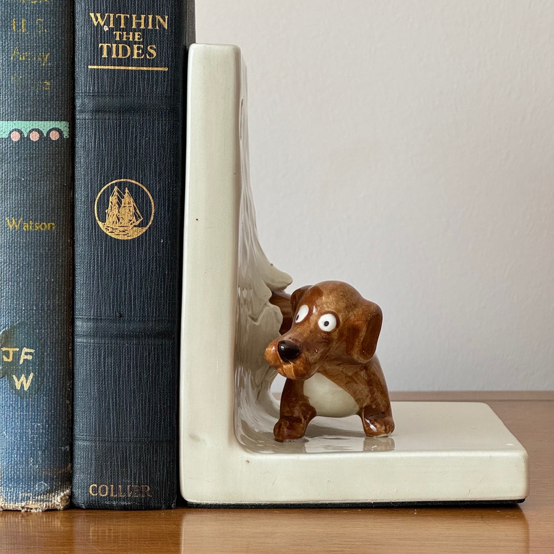 1977 Fitz and Floyd Dachshund Dog Bookends Ceramic, Hand Painted ...