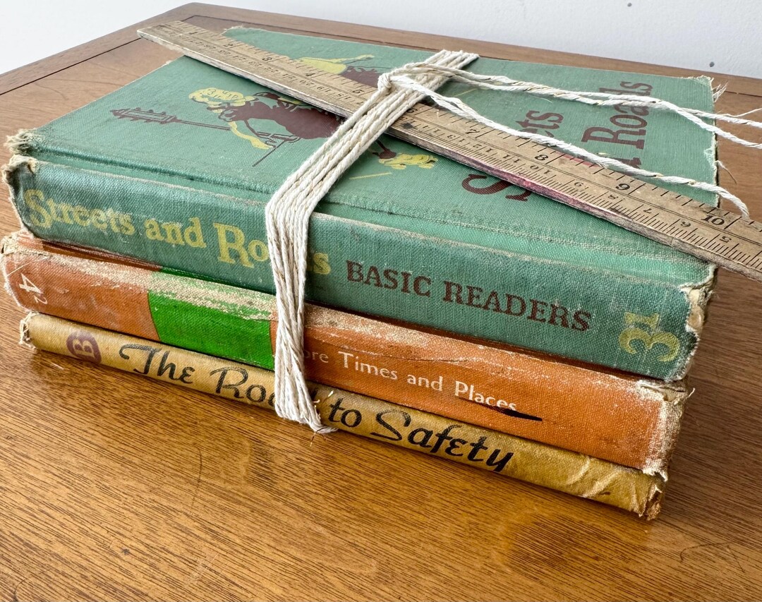 Vintage Elementary School Children's Book Stack, Three School Books ...