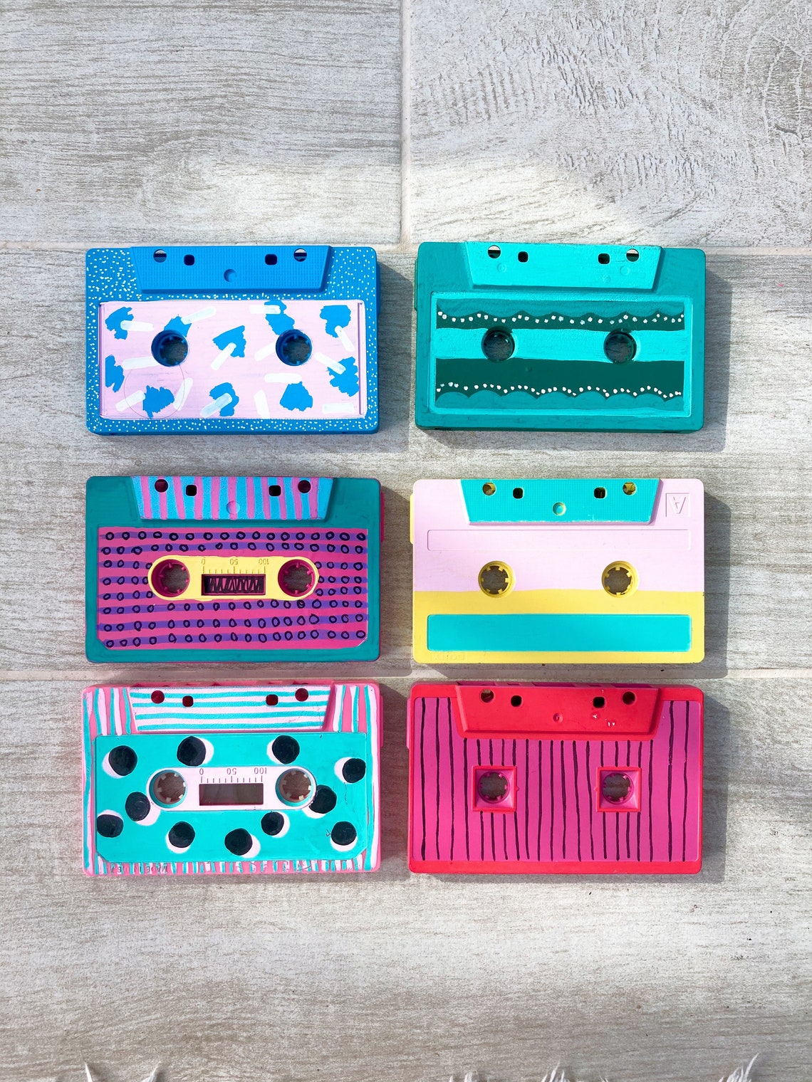 Custom pattern designed painted cassette tapes 80s nostalgia | Etsy