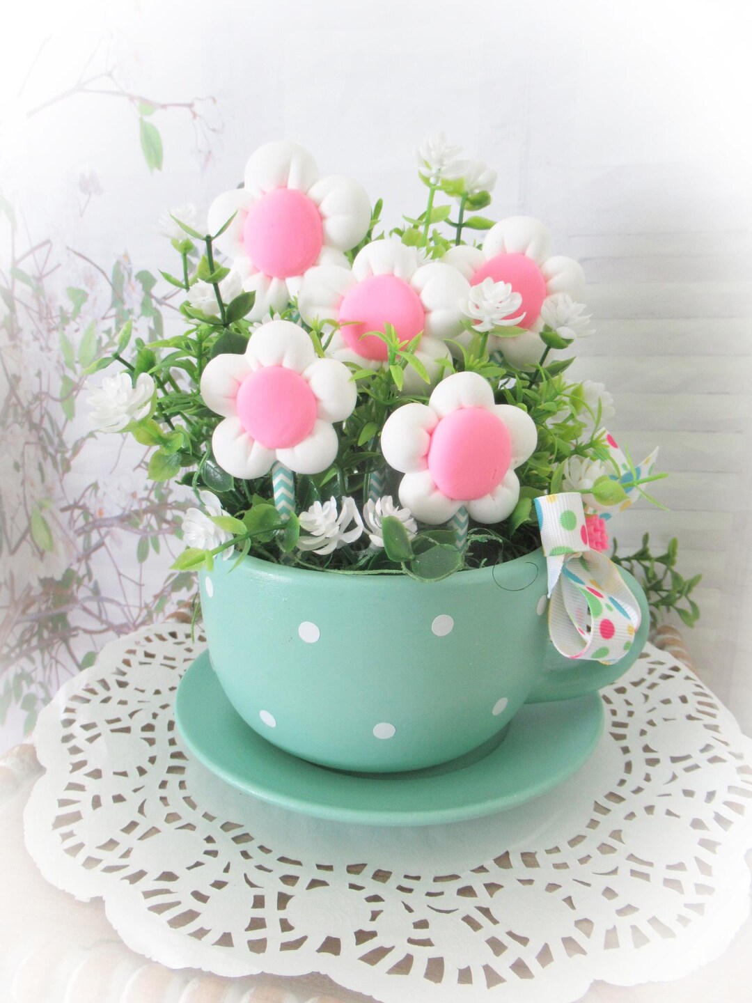 Teacup Flower Arrangement: Spring Summer Home Decor - Etsy