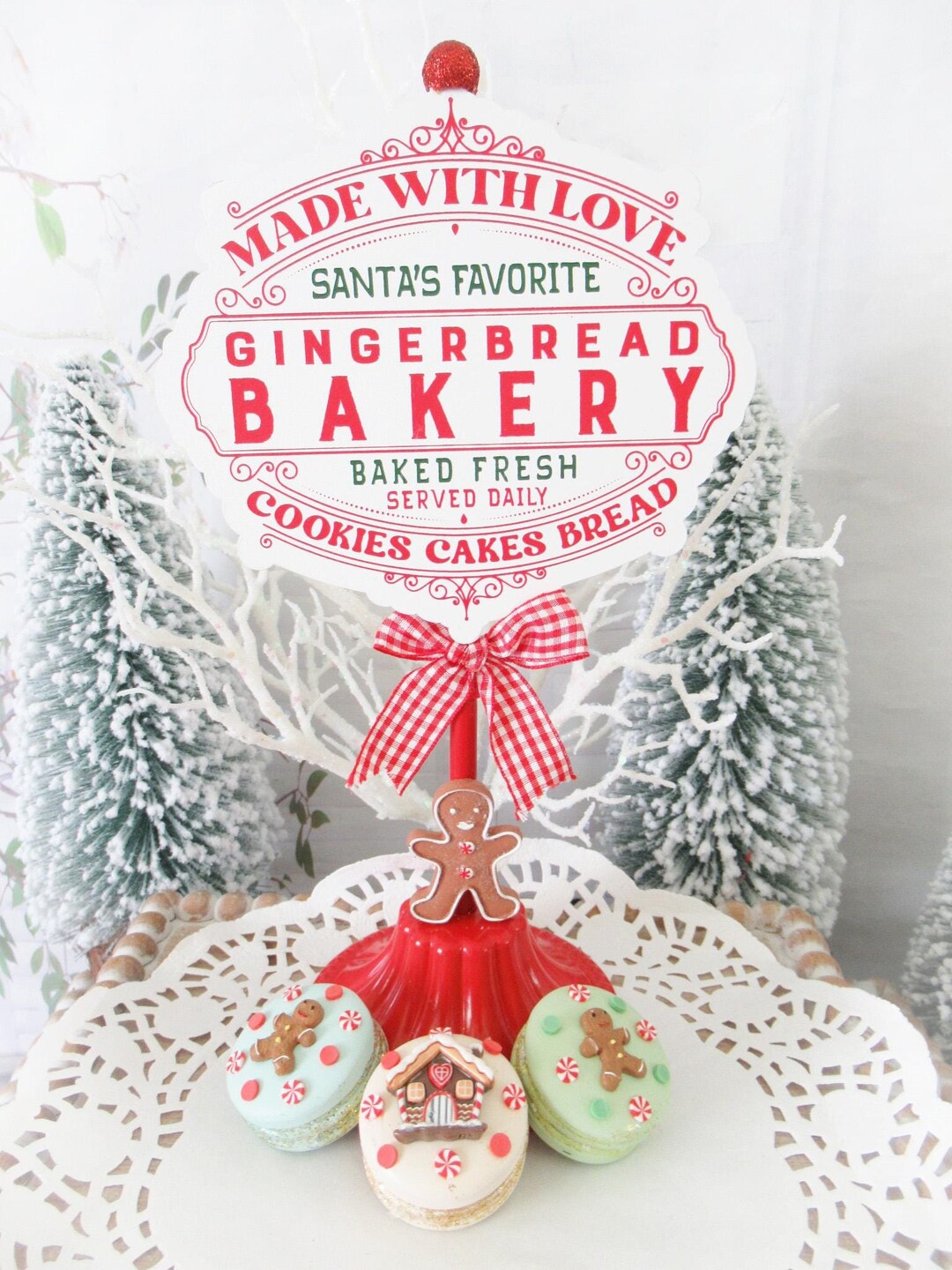 Christmas Cookie Sign / Gingerbread Man / Holiday Display / Set of Mini ...