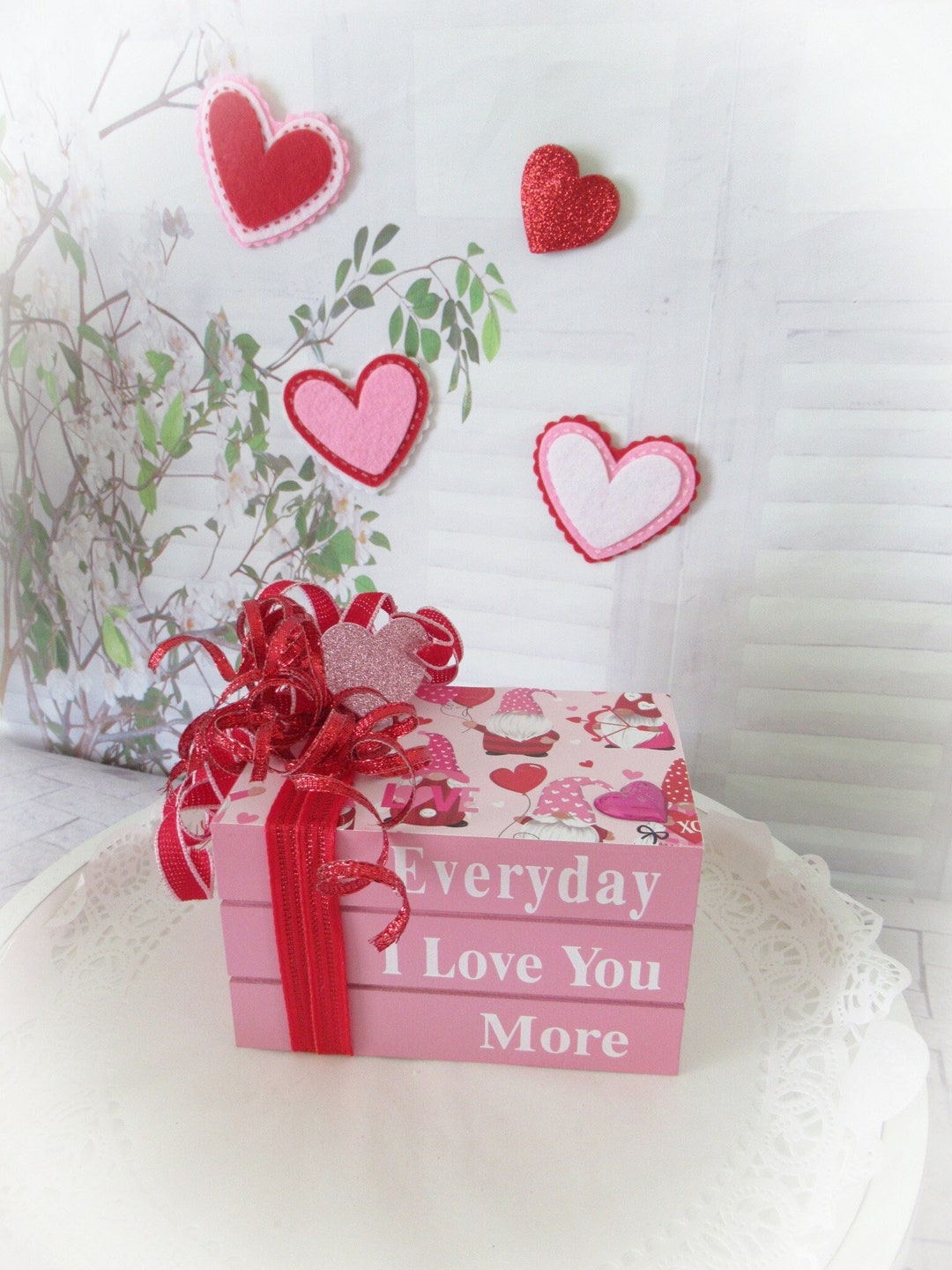 Valentine Theme Mini Bookstack / Love / Hearts / Tiered Tray Decor ...
