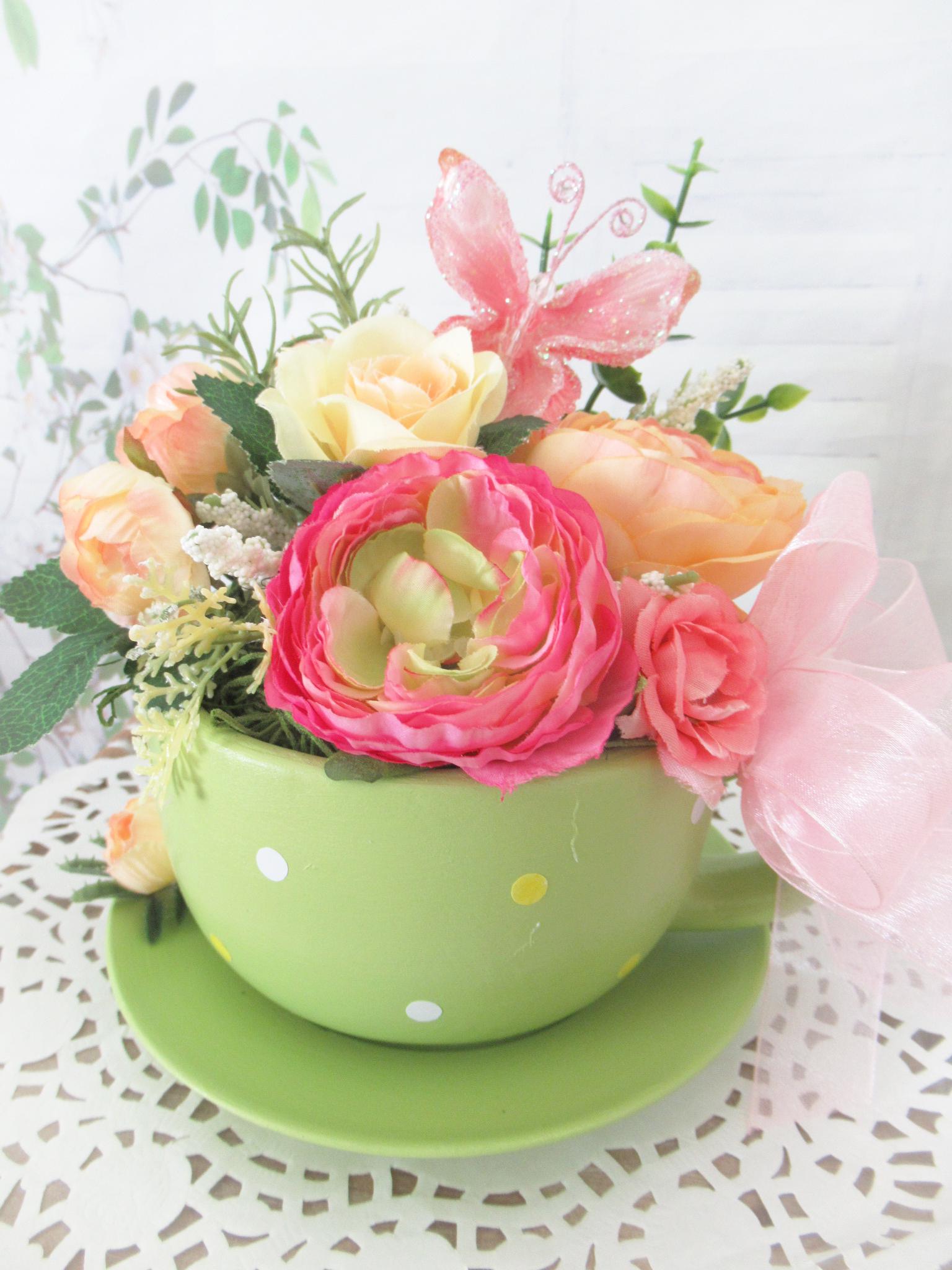 Teacup Arrangement / Floral Centerpiece / Spring Summer Decor / Flowers ...