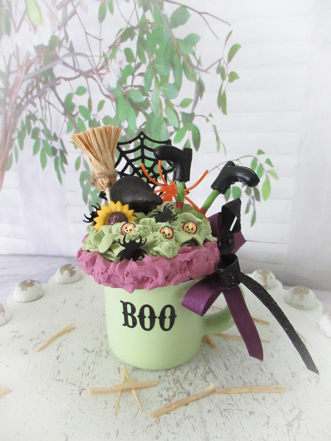 Halloween Mini Mug / Faux Whip Fill Topper / Witch Hat / Broom / Autumn ...
