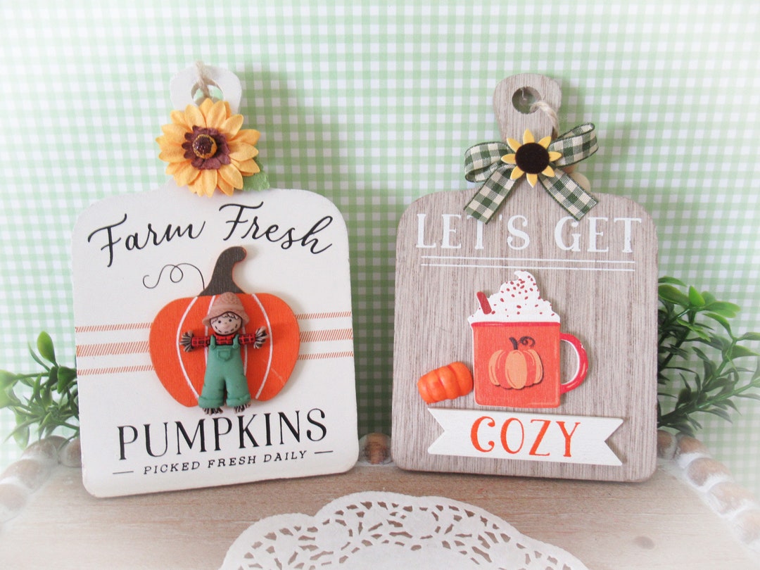 Autumn Themed Mini Cutting Board Signs / Pumpkins / Fall Harvest ...