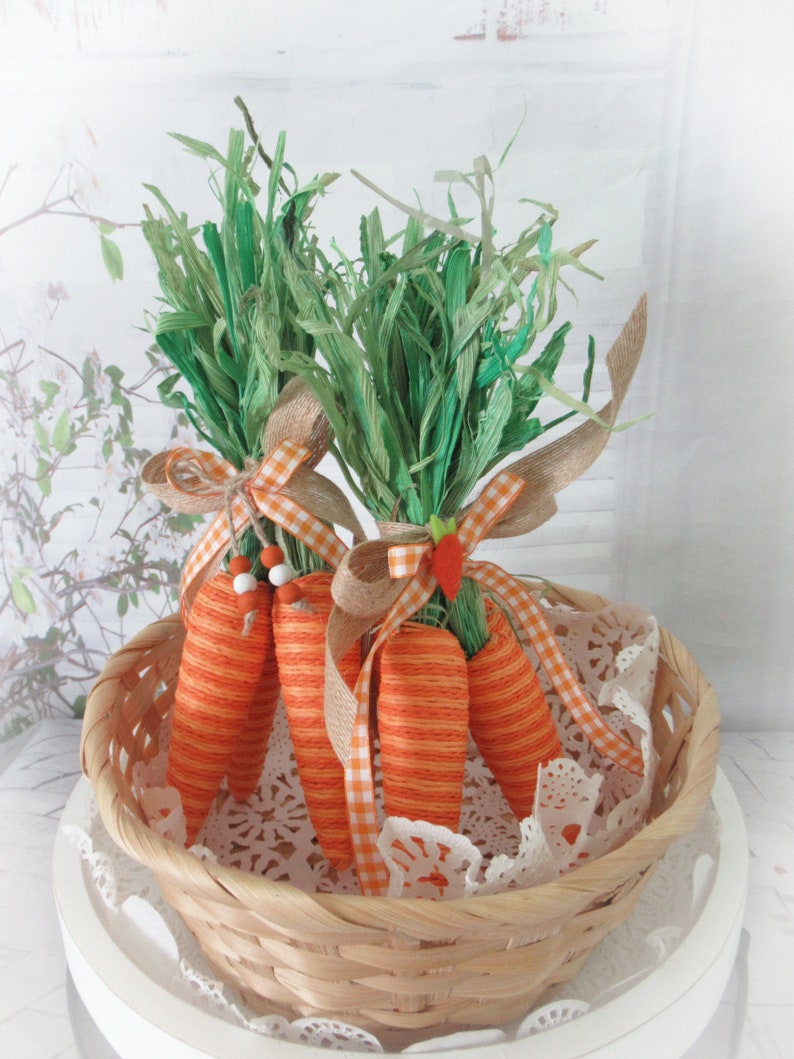 Happy Spring Carrot Decor / Easter / Jute Twine Carrot Bundle / Tiered ...