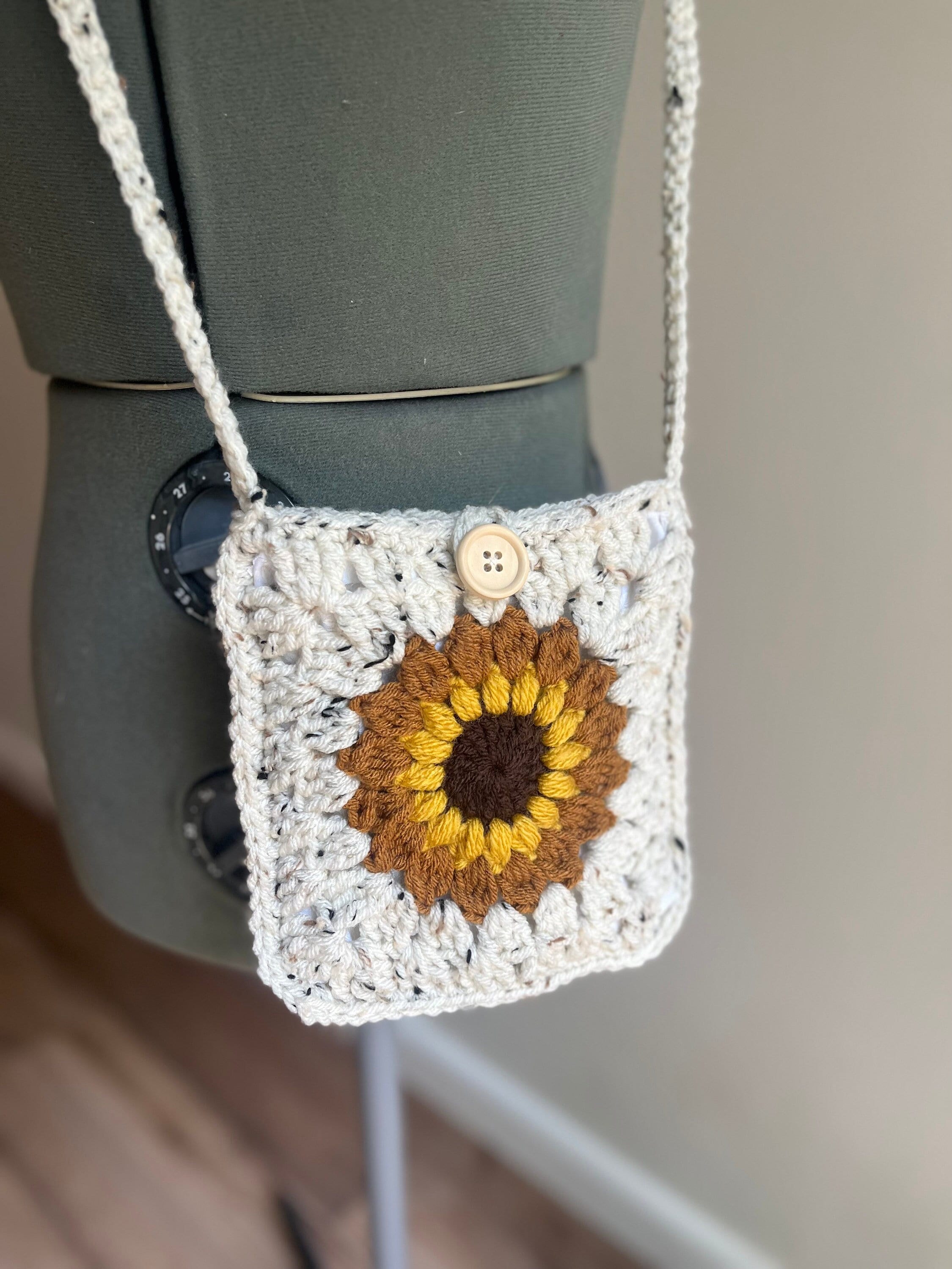 Sunflower Granny Square Crossbody Bag - Etsy