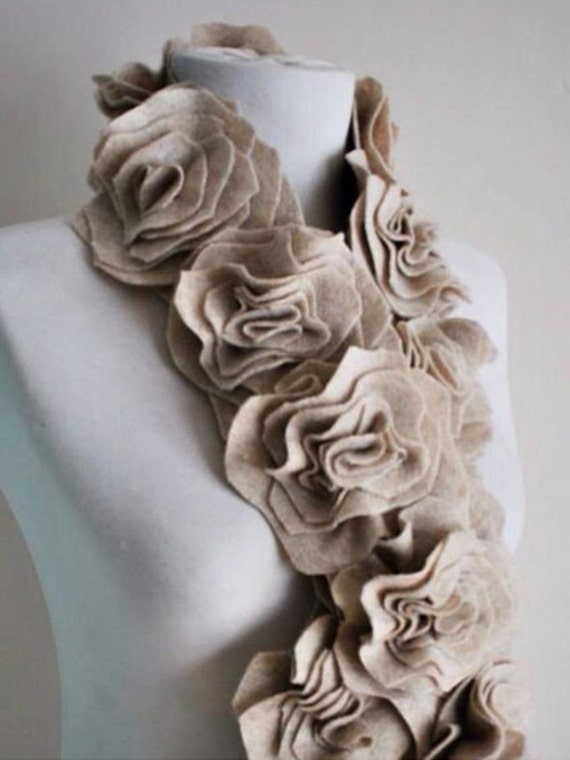Floral Handmade Felt Scarf. | Etsy