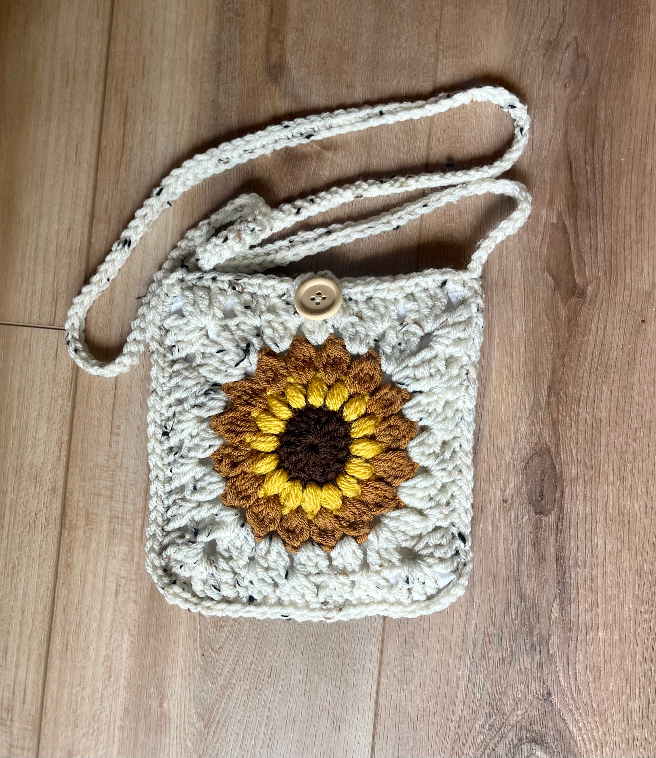 Sunflower Granny Square Crossbody Bag - Etsy