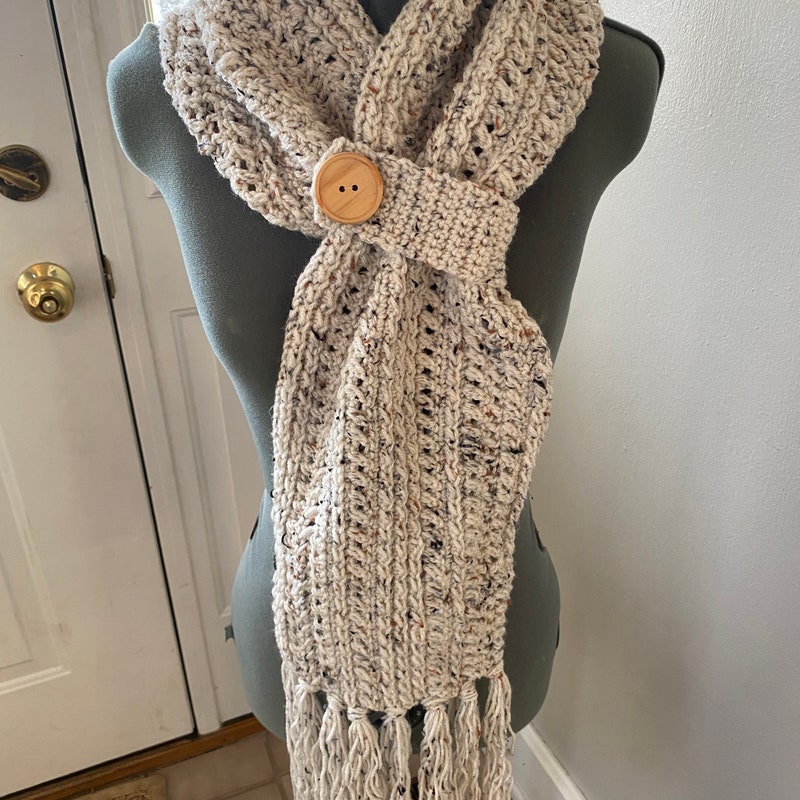 Knitted Button Scarf - Etsy