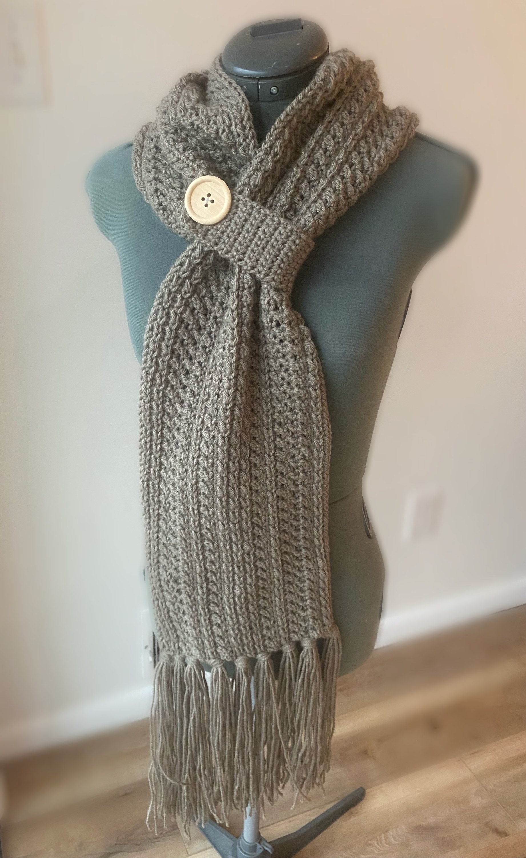 Button Fringe Scarf - Etsy