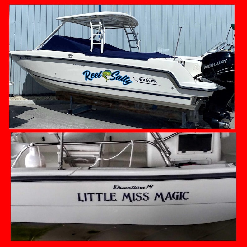 Custom Boat Name Decals, Two-color Vinyl Lettering, Nautical Graphics ...