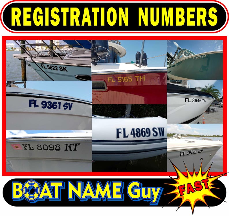 Custom Boat Registration Numbers - Premium Vinyl Decals - Durable ...